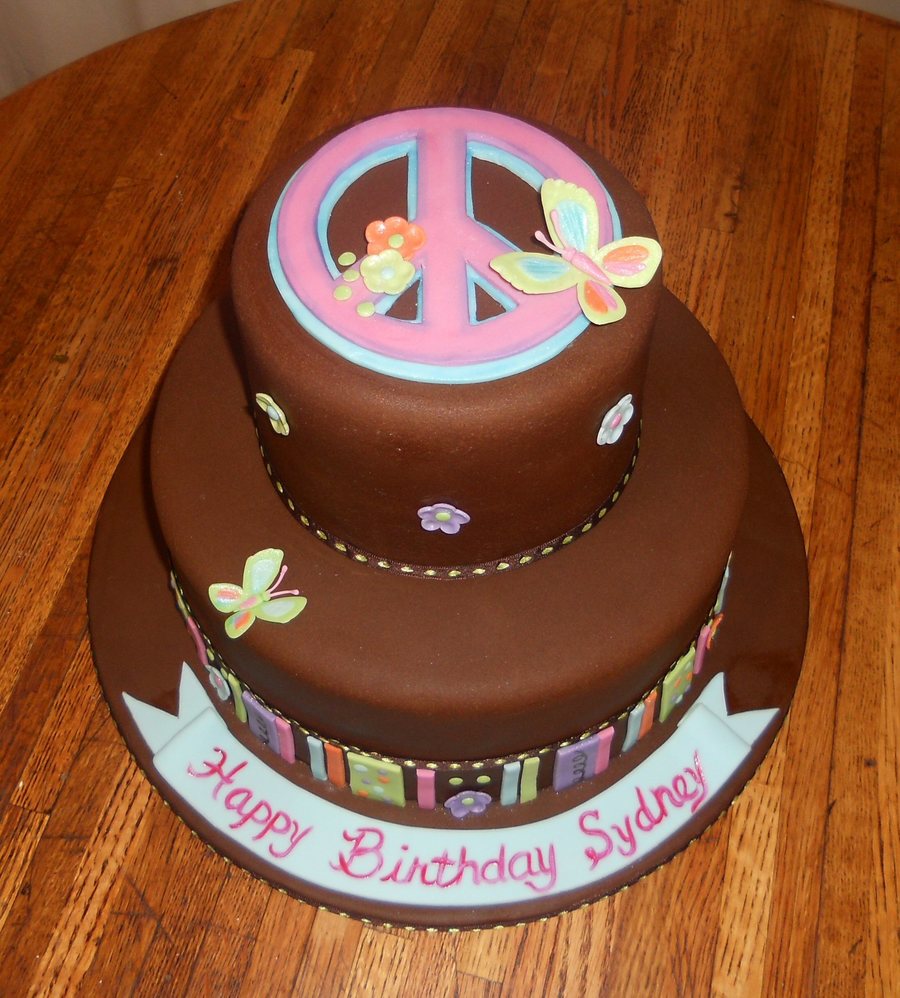 Peace Sign Birthday Cake - CakeCentral.com