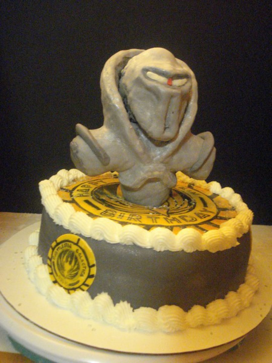 "happy Frackin Birthday" Cylon Cake - CakeCentral.com