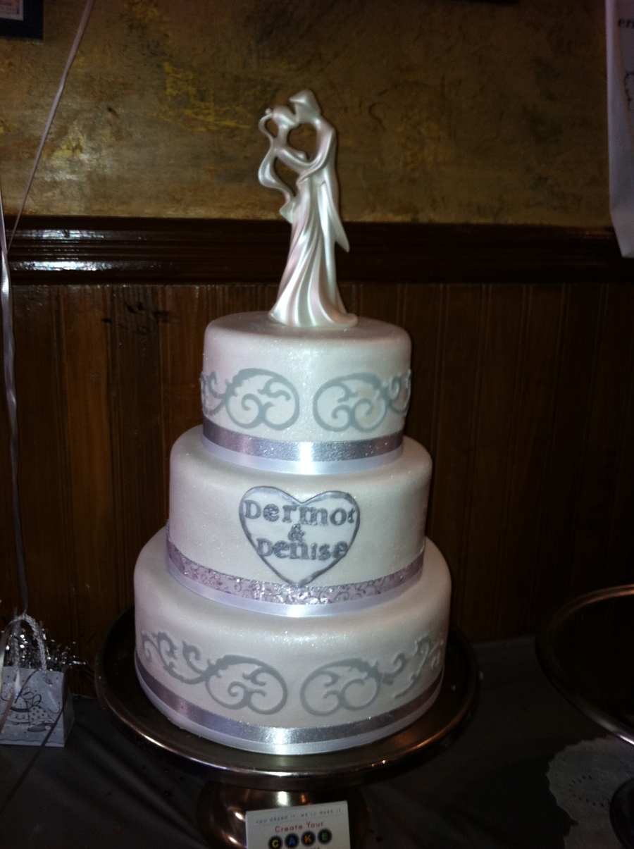 White And Silver Wedding Cake - CakeCentral.com
