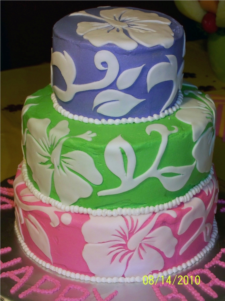 Birthday Luau - Hibiscus Cake - CakeCentral.com
