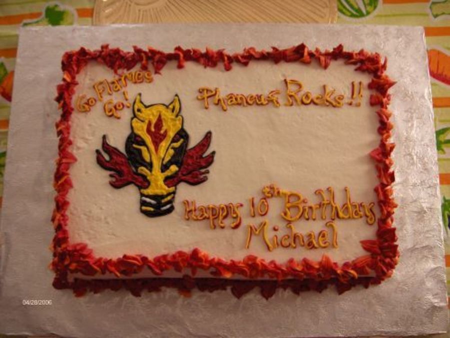 Flames Hockey Birthday Cake - CakeCentral.com