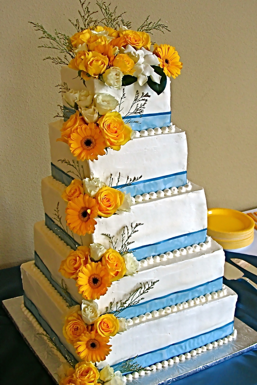 5-Tier Square Cake With Buttercream Icing - CakeCentral.com
