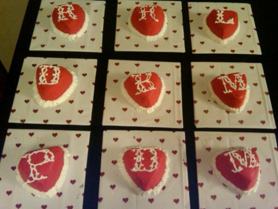 Valentines Initial Mini Heart Cakes - CakeCentral.com