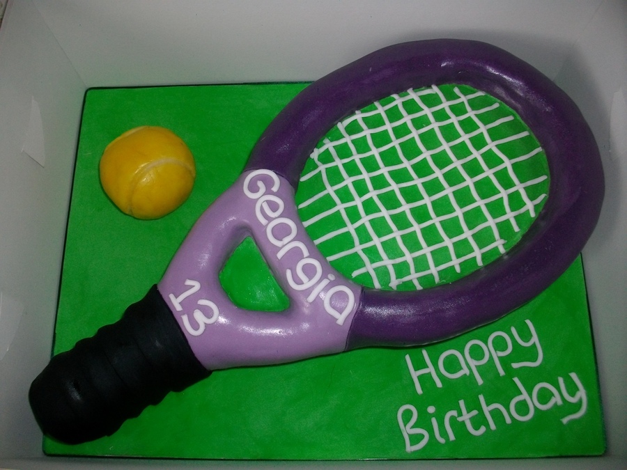 Purple Tennis Racquet Cake - CakeCentral.com