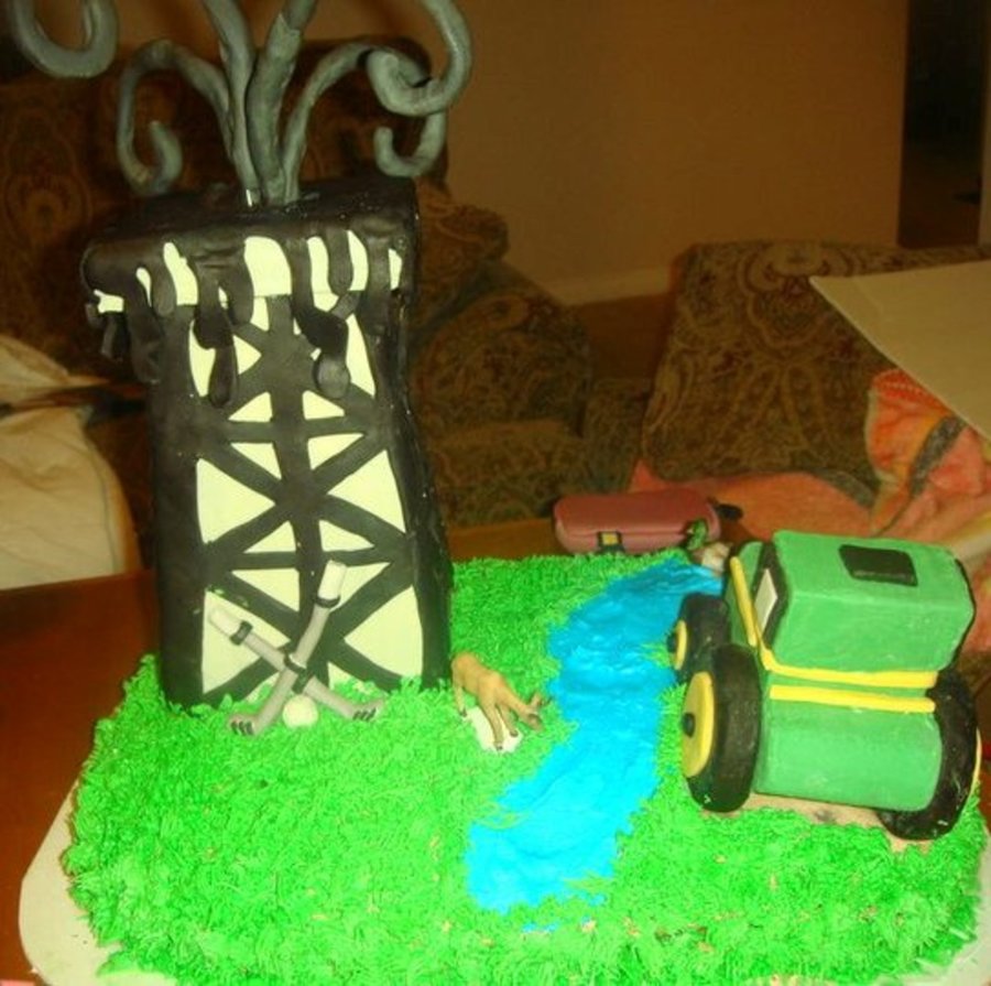 Ranch And Oil Rig Cake - CakeCentral.com