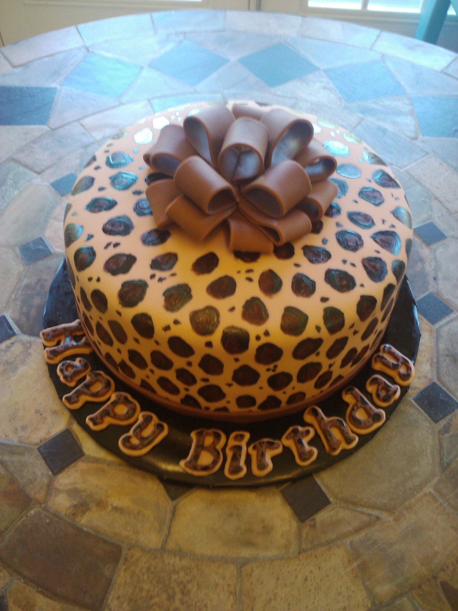 Leopard Print Birthday Cake - CakeCentral.com