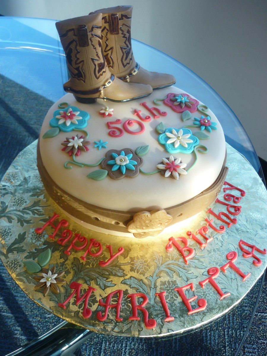 Cowboy Boot Birthday Cake - CakeCentral.com