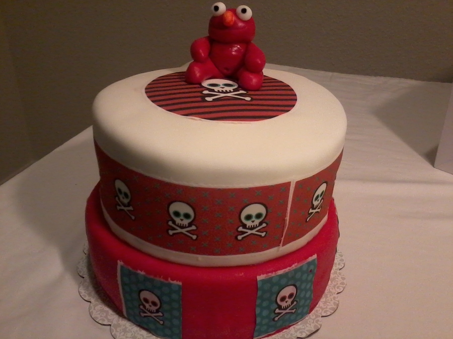 Elmo/skull And Cross Bones - CakeCentral.com