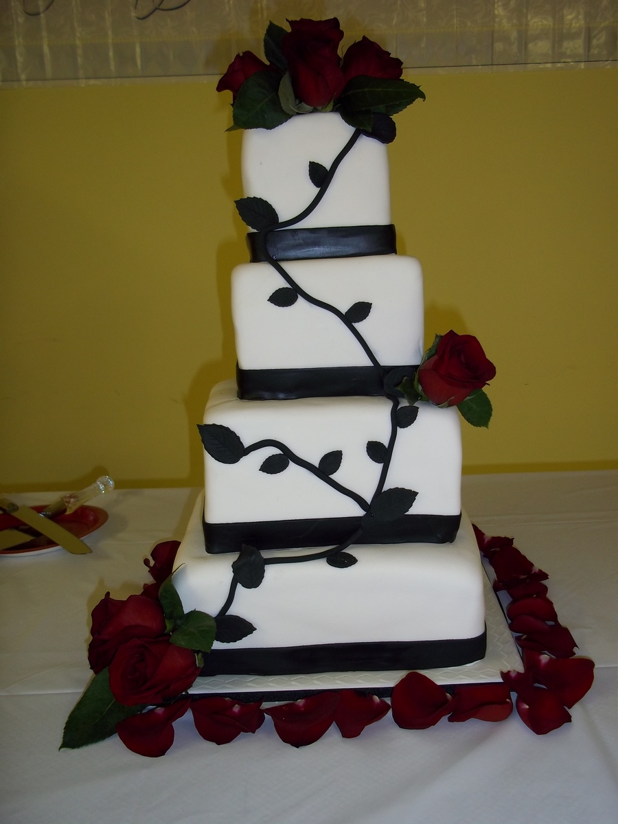4 Tiered Square Wedding Cake - CakeCentral.com