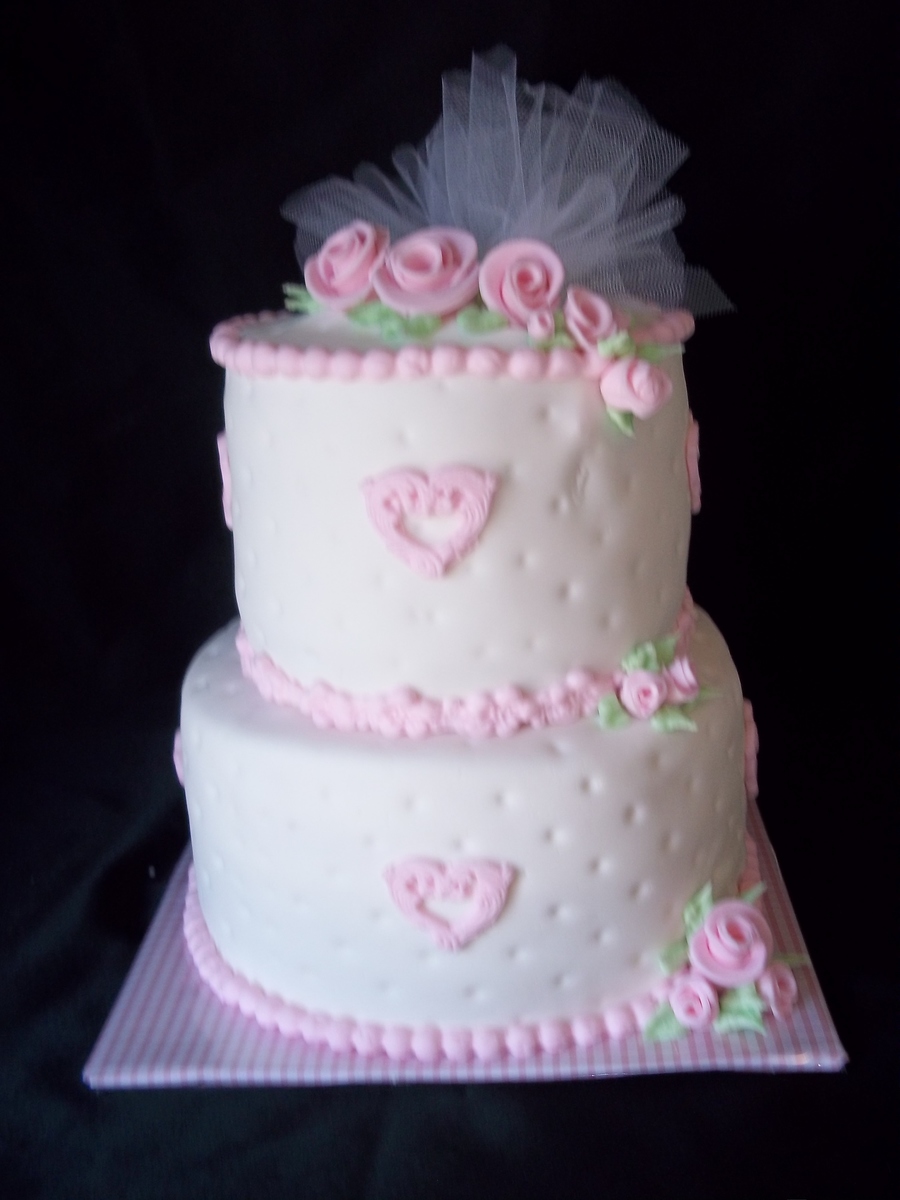 Pink And White Wedding Cake - CakeCentral.com