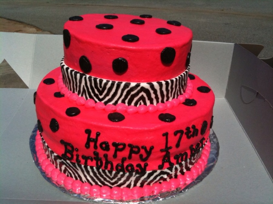 Hot Pink Zebra Polka Dot Cake - CakeCentral.com