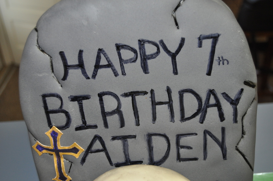 A Tombstone Skeleton Cake Birthday Cake!!! - CakeCentral.com