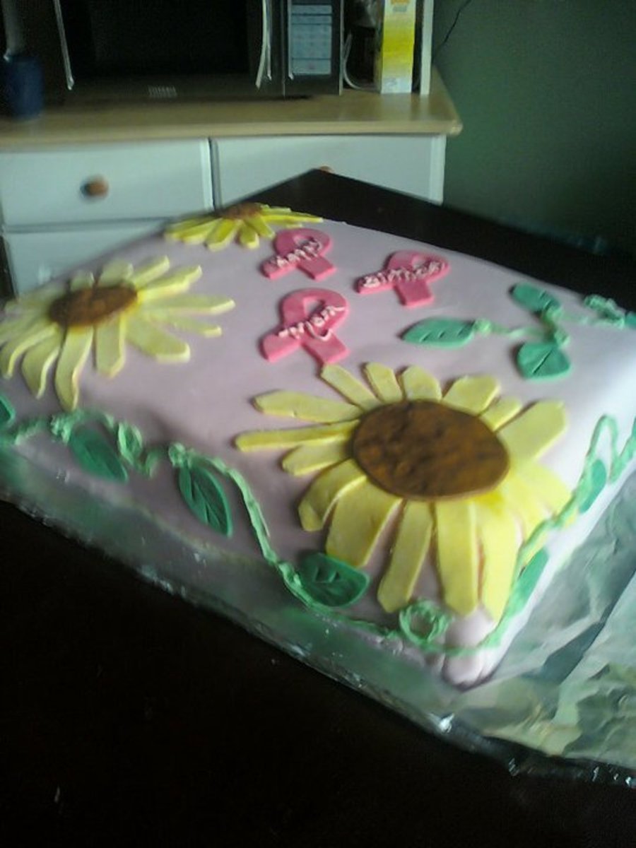 Sunflower Breast Cancer Cake - CakeCentral.com