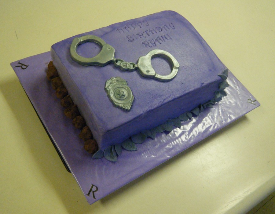 Purple Police Handcuff Birthday Cake - CakeCentral.com