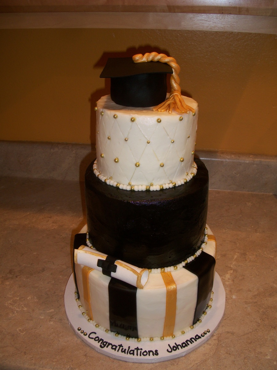 Black & Gold Graduation Cake - CakeCentral.com