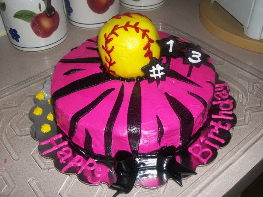 Hot Pink Girls Softball Cake - CakeCentral.com