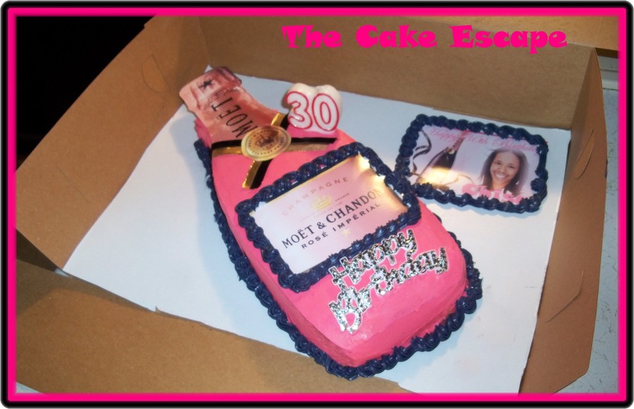 2D Rose Moet Bottle Cake - CakeCentral.com