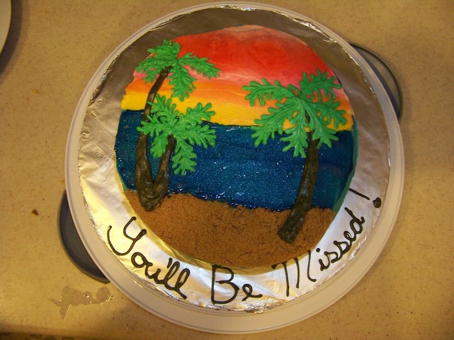 Sunset On The Beach Farewell Cake. - CakeCentral.com