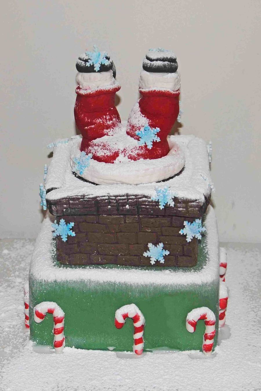Santa Stuck In Chimney-Christmas Cake - CakeCentral.com