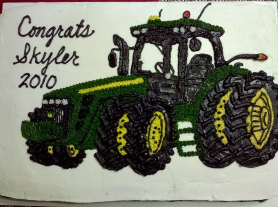 John Deere Tractor Graduation Cake - CakeCentral.com