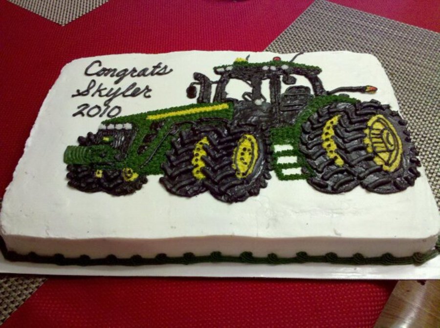 John Deere Tractor Graduation Cake - CakeCentral.com