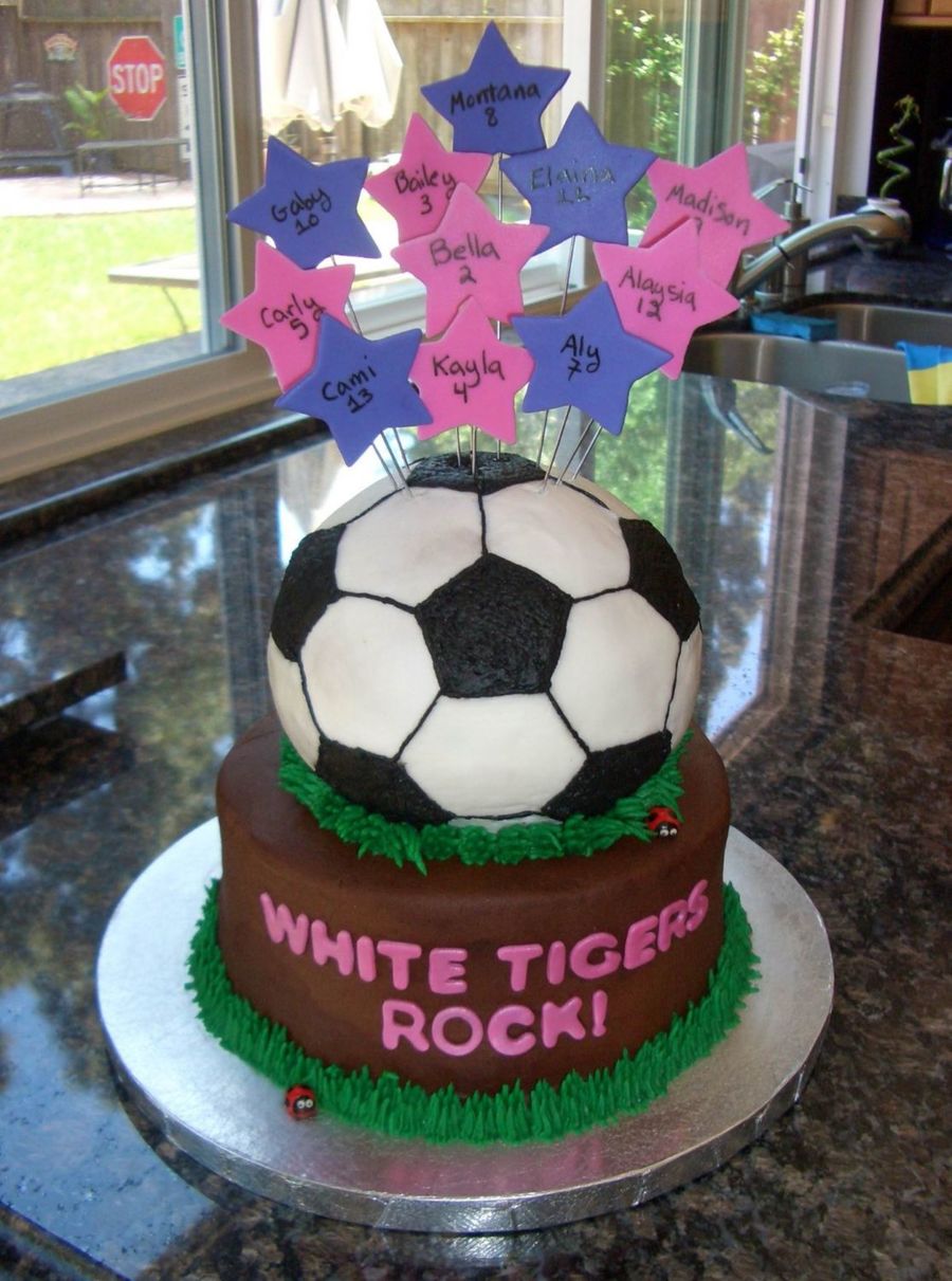 Girl's Soccer Team Cake - CakeCentral.com