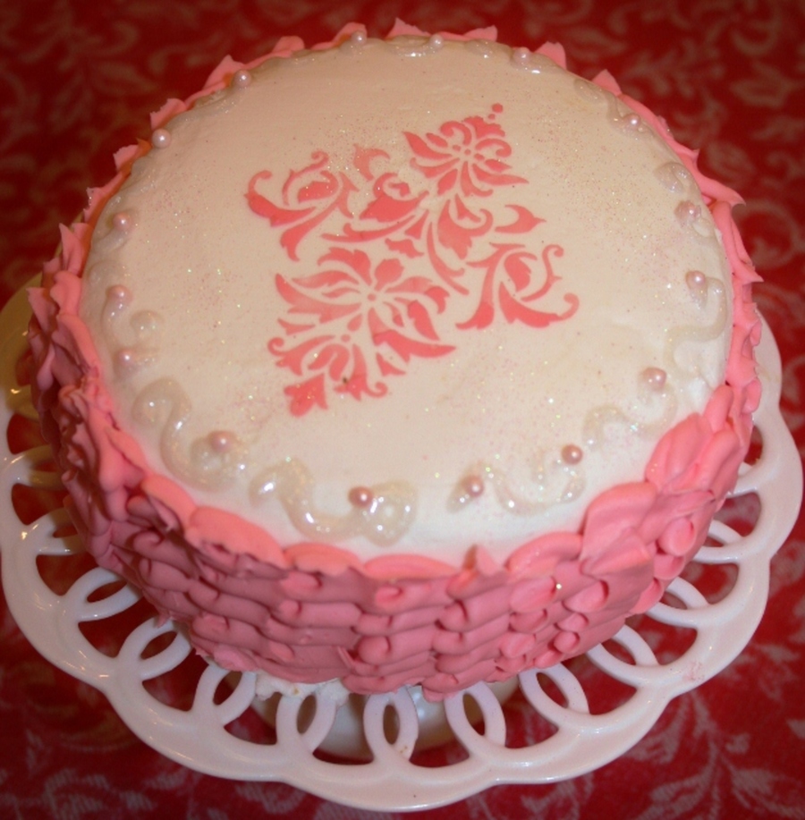 Pink Damask Cake - CakeCentral.com