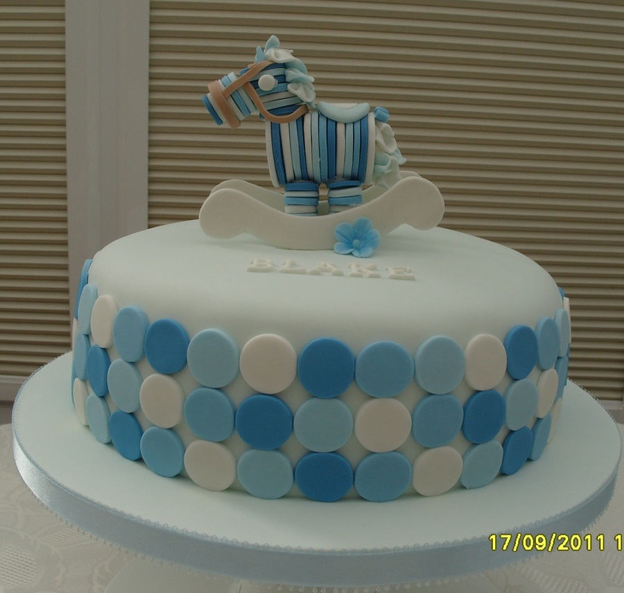 Rocking Horse Christening Cake - CakeCentral.com