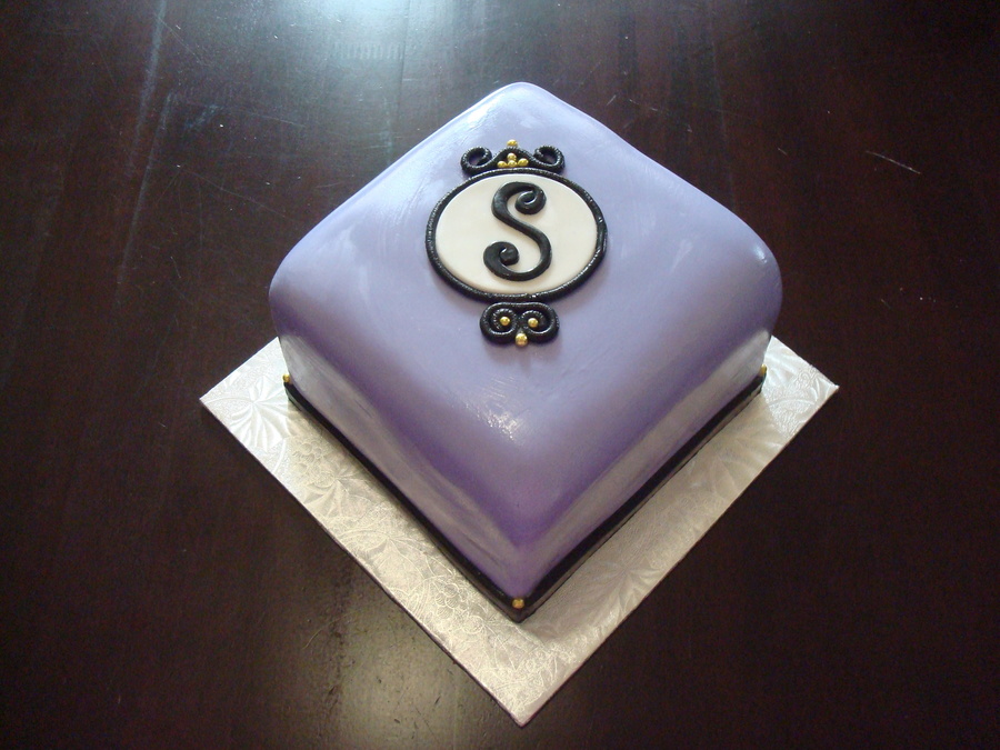 Purple Monogram Celebration Cake - CakeCentral.com