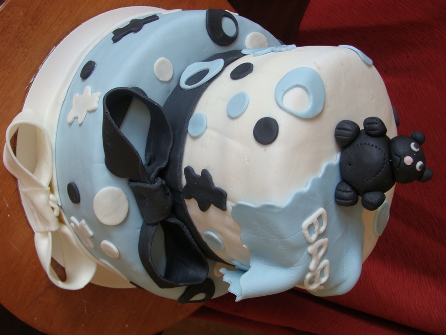 Blue Baby Shower Cake - CakeCentral.com
