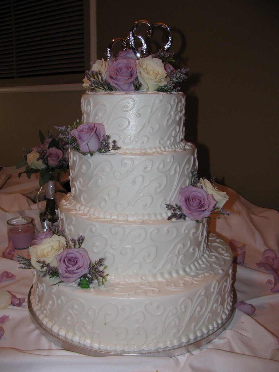 Lavender Flowers And Scrollwork - CakeCentral.com