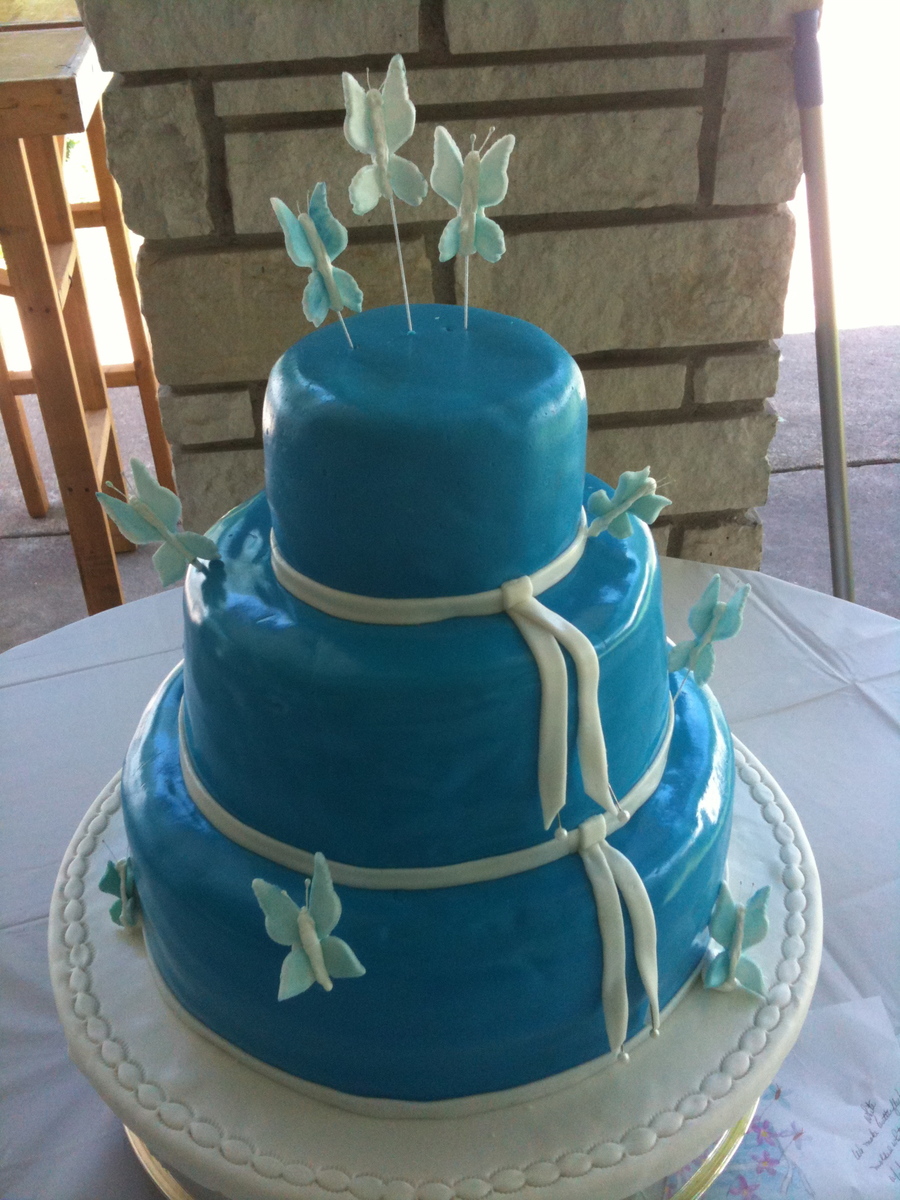 Blue Butterfly Wedding Cake - CakeCentral.com
