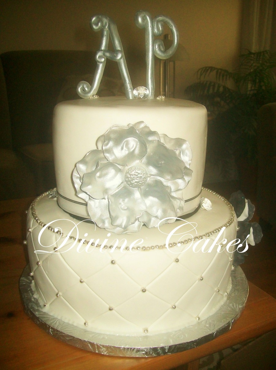 White&silver Bloom - CakeCentral.com