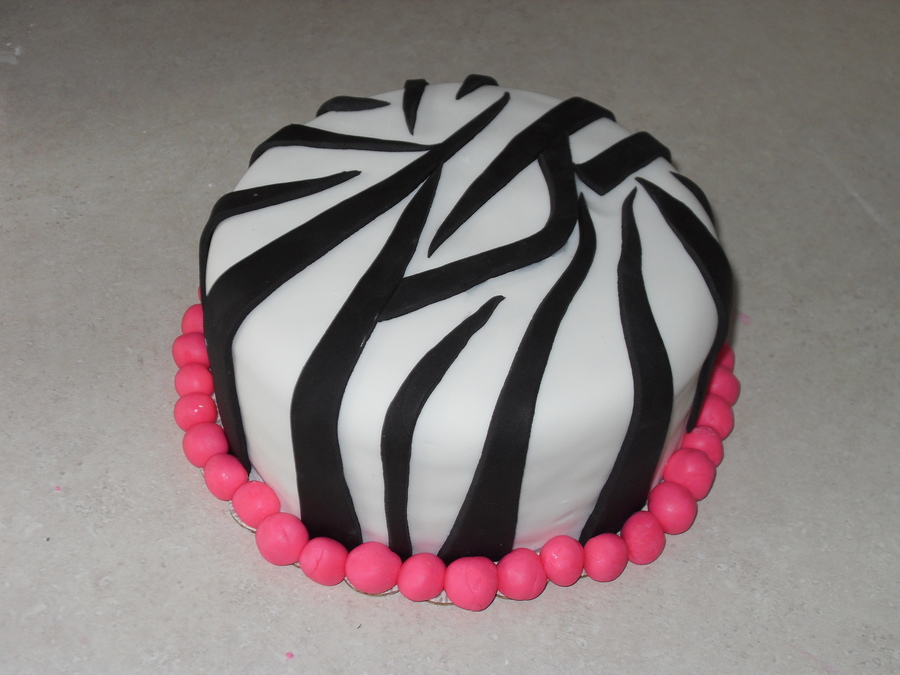 Zebra Print Birthday Cake - CakeCentral.com