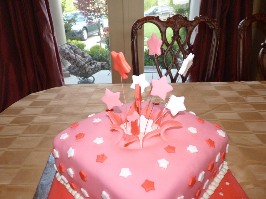 Pink Exploding Star Cake - CakeCentral.com