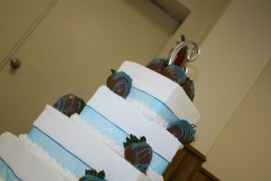 Spiral Stacked Square Wedding Cake - CakeCentral.com