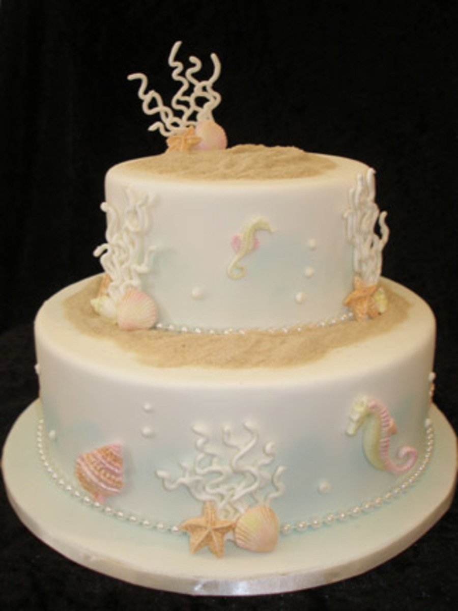 Two Tier Ocean Theme Wedding Cake - CakeCentral.com