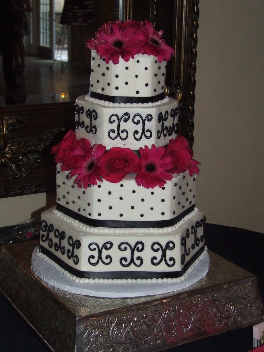Pink And Black Wedding Cake - CakeCentral.com