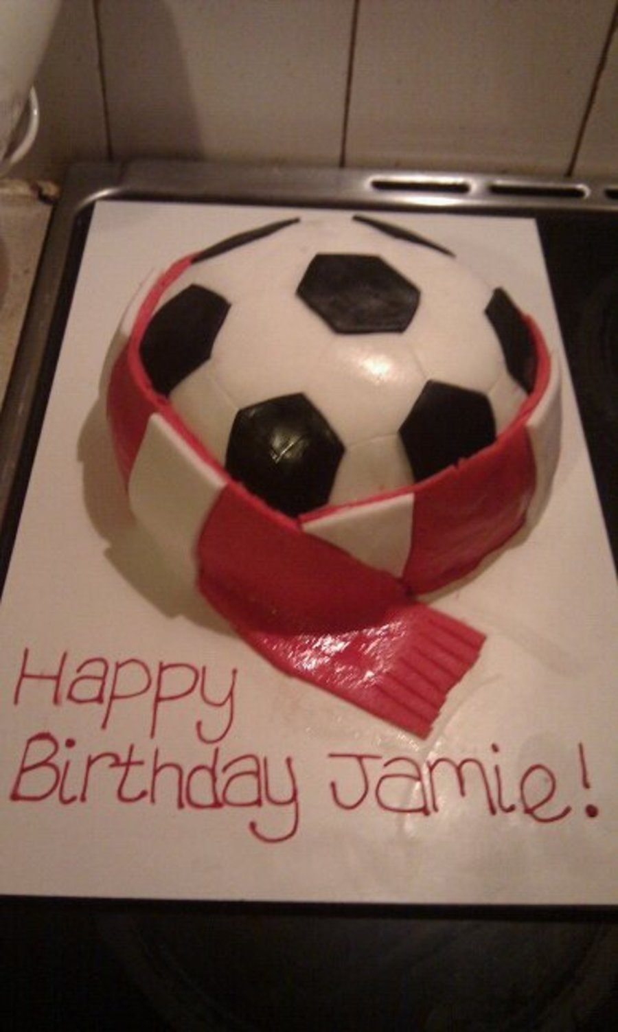 Football And Scarf Cake - CakeCentral.com