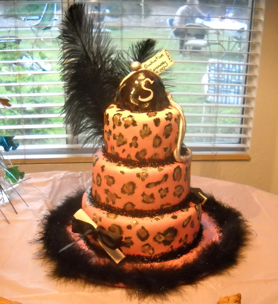 Leopard Graduation Cake - CakeCentral.com
