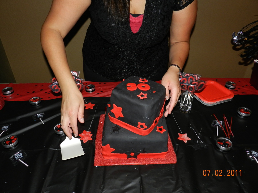 Black & Red 30Th Birthday Cake - CakeCentral.com