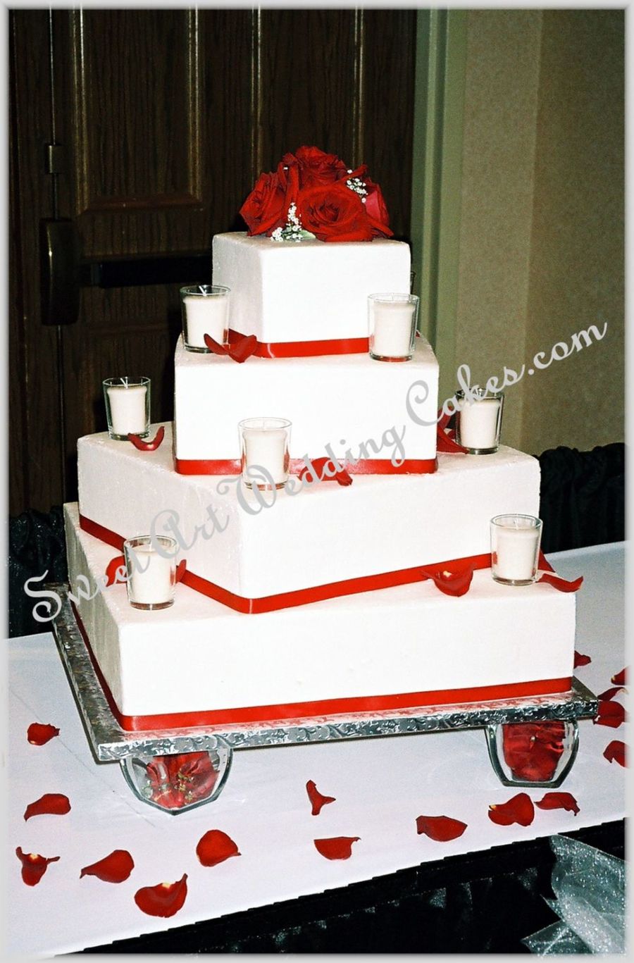 Square Cake With Red Roses - CakeCentral.com