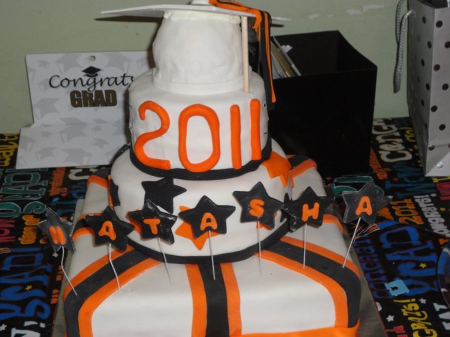 Orange And Black Graduation Cake - CakeCentral.com