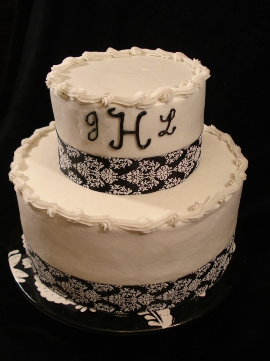 Damask Shower Cake - CakeCentral.com