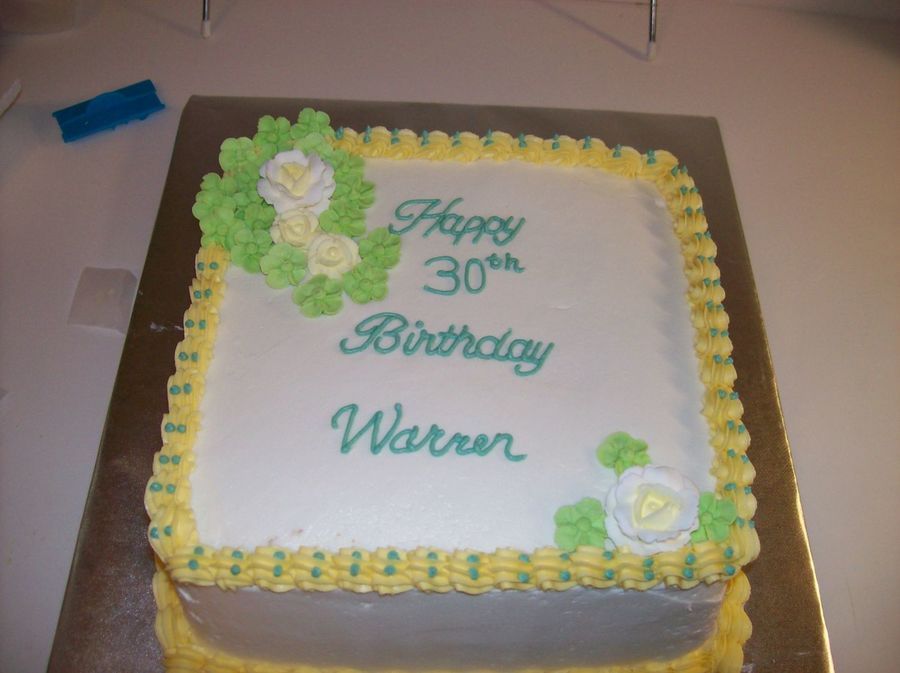 Simple Square Cake W/royal Icing Flowers - CakeCentral.com