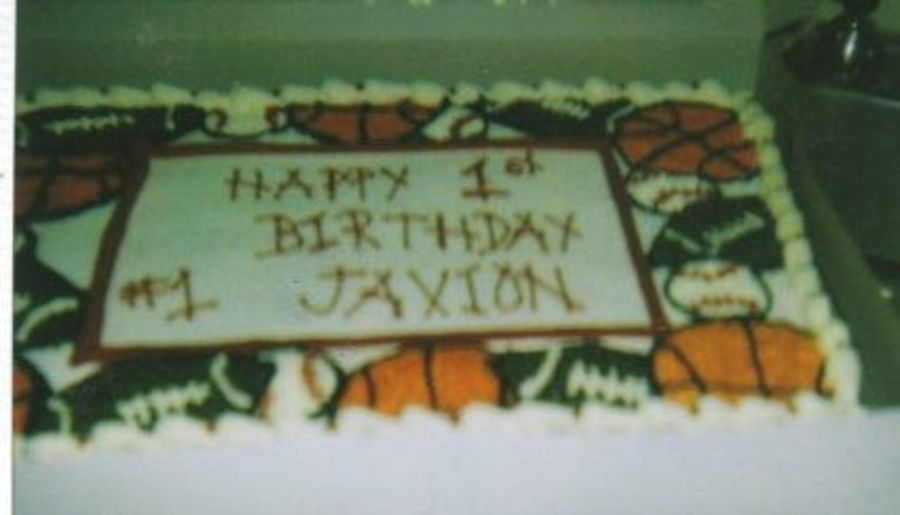Football, Baseball, Basketball Cake - CakeCentral.com