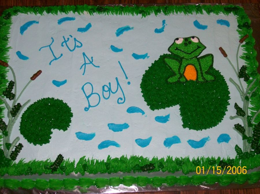 Frog Baby Shower Cake - CakeCentral.com