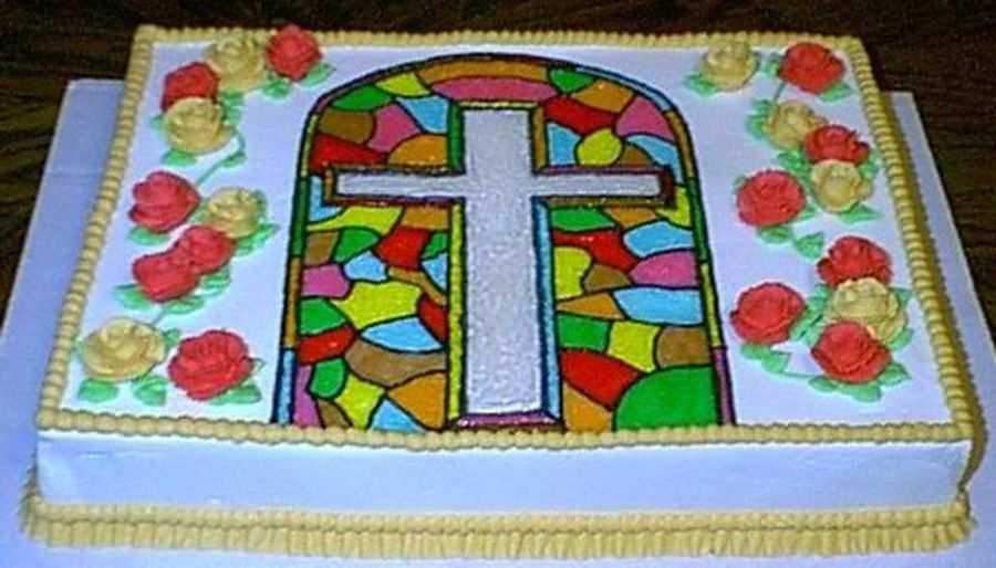 Stained Glass Cross Window Cake - CakeCentral.com