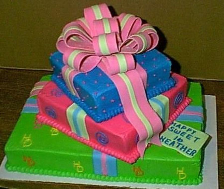 Stacked Birthday Presents Cake - CakeCentral.com