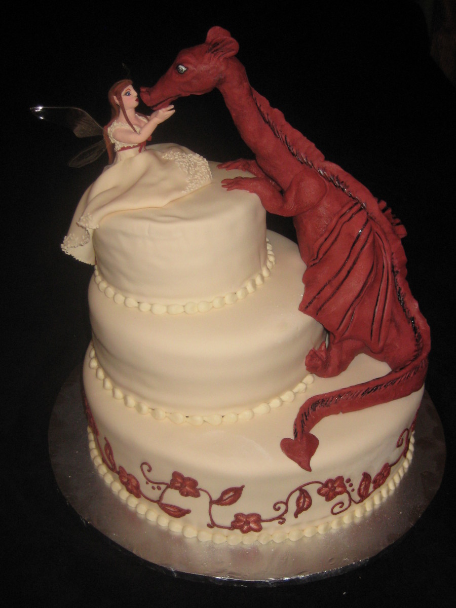 Fairy And Dragon Wedding Cake - CakeCentral.com